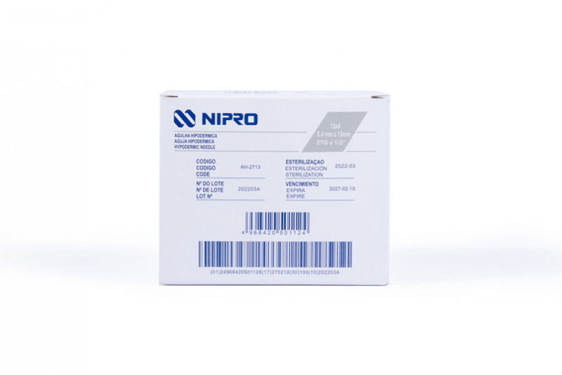 Aguja hipodérmica nipro 27g x 13mm – Artículos Químicos y Médicos